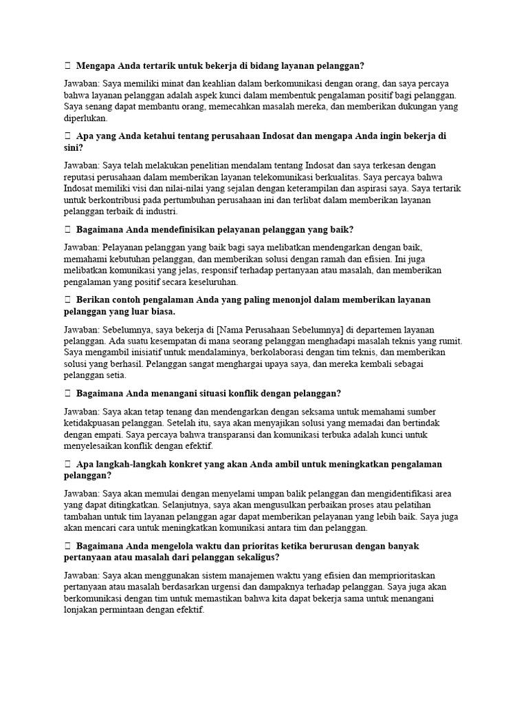 Pertanyaan Interview Cs | PDF | Karier & Perkembangan | Pengembangan Diri