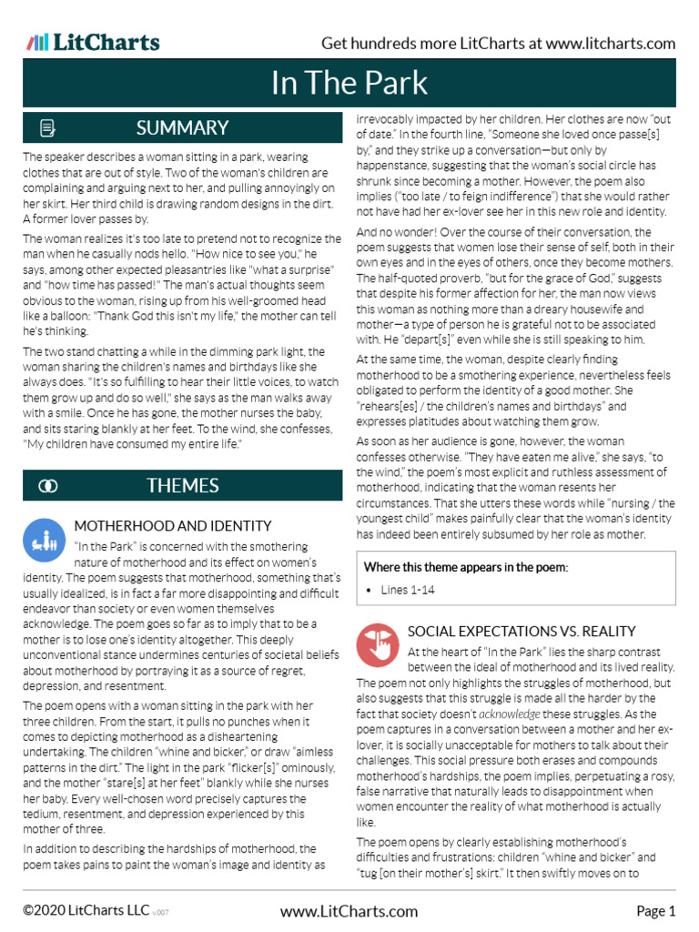 LitCharts-in-the-park | PDF | Poetry | Mother