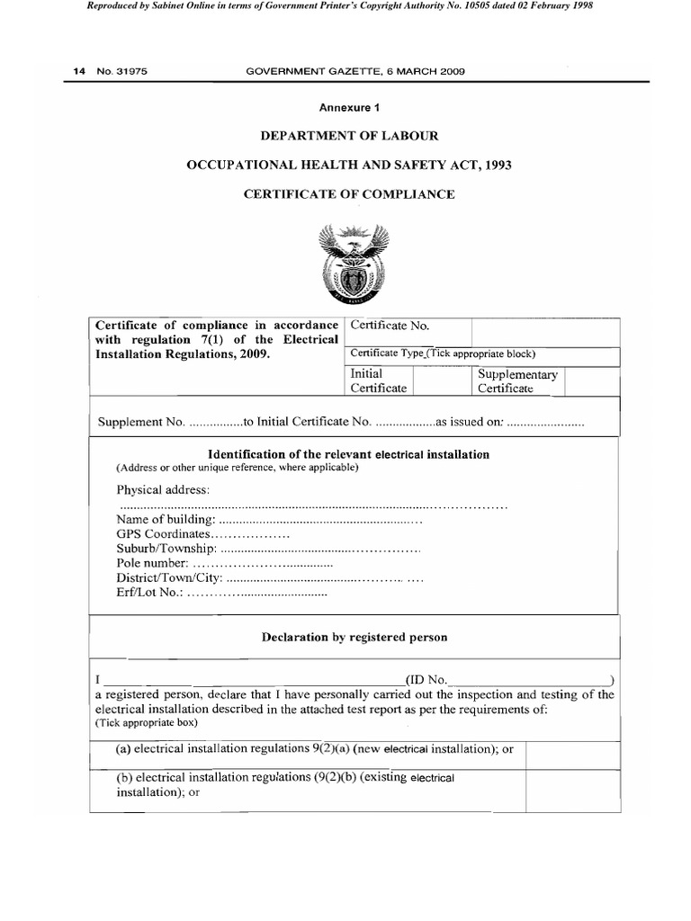 Electrical Certificate | Download Free PDF | Electrician