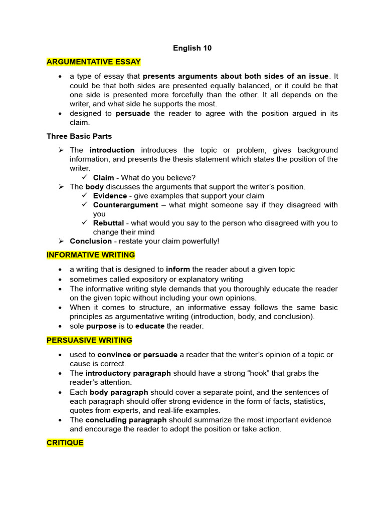 ENGLISH-10-Reviewer | PDF | Methodology | Essays