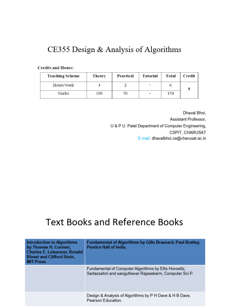 Daa PPT - Dhaval Bhoi - Ce355 | Download Free PDF | Time Complexity | Algorithms