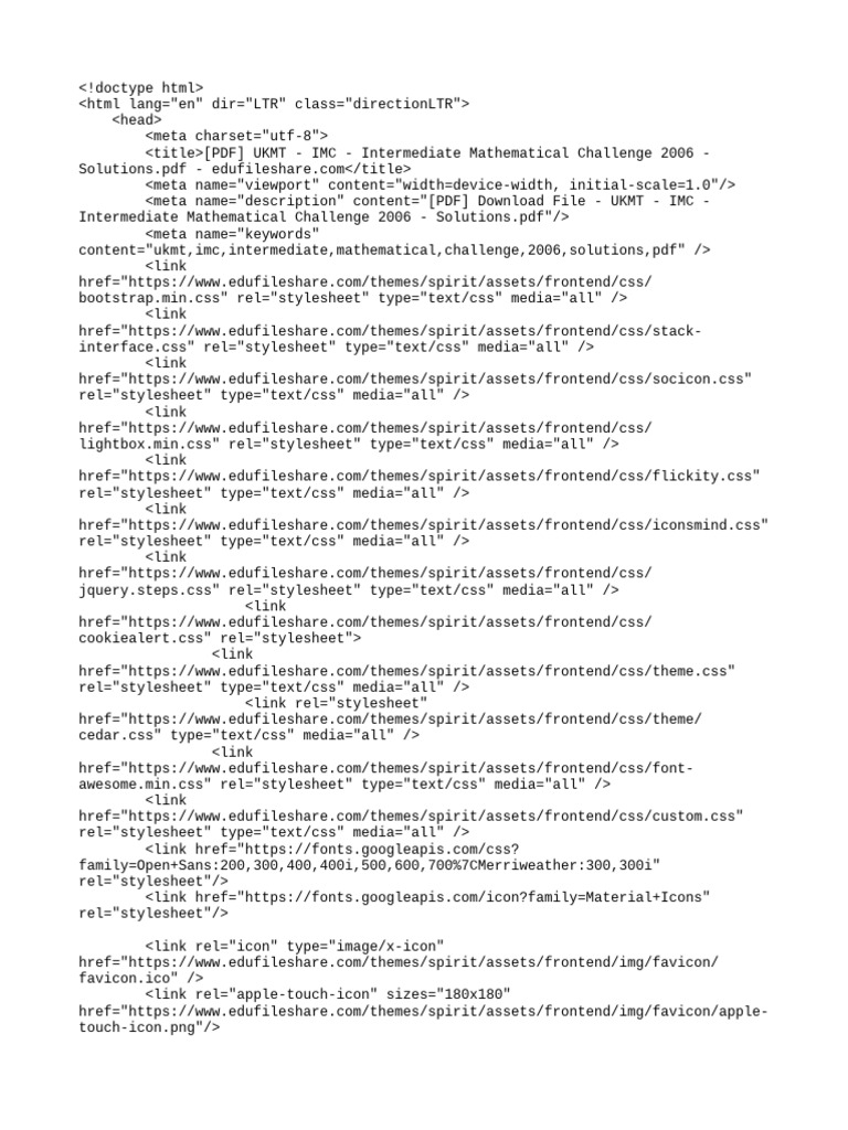 UKMT IMC 2006 Challenge Solutions PDF | PDF | Triangle | Area