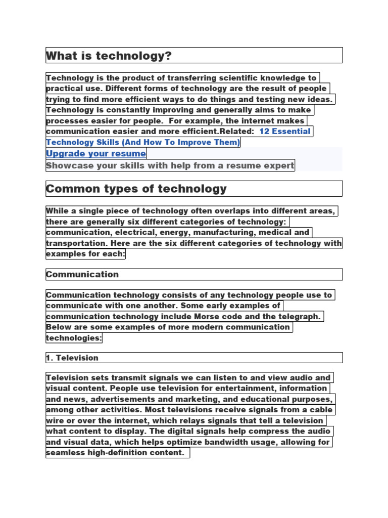Technology Definition & Types of Technology | PDF | Artificial ...