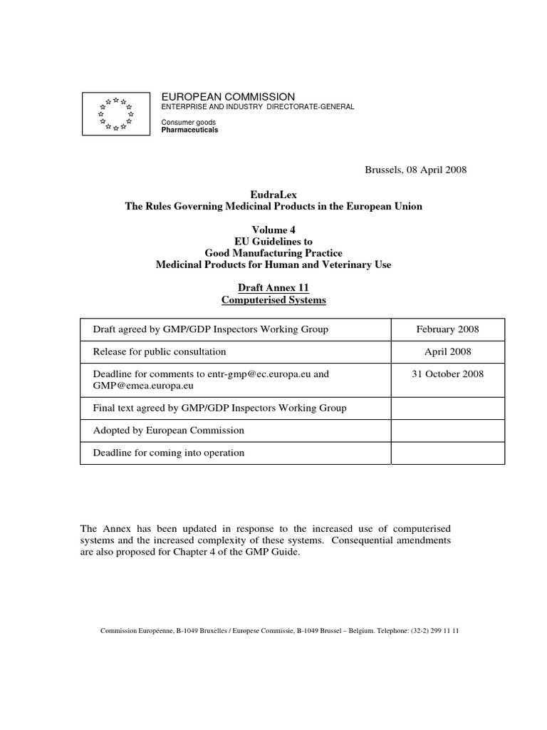GMP Annex 11 Consult 200804 | PDF | Verification And Validation | Databases