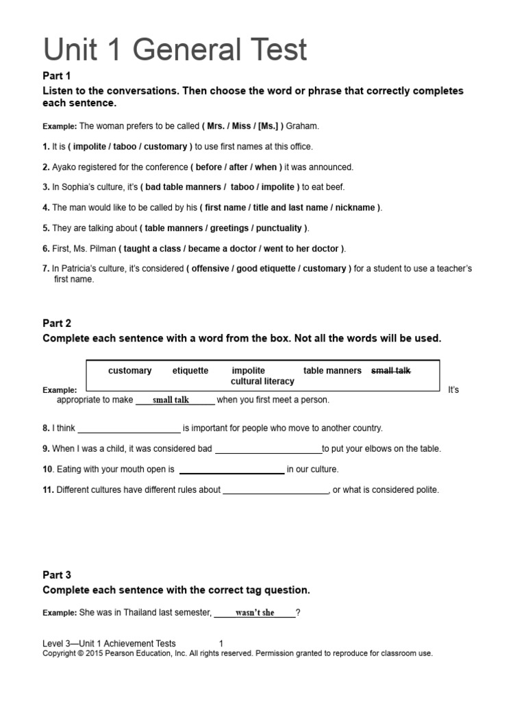 TN3 Unit 1 Assessment | PDF | All Rights Reserved | Human Communication