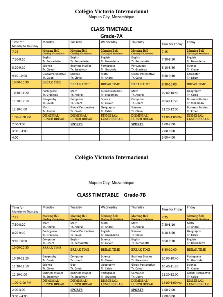 Class Time Table - 2024 First Term (1) 3 | PDF | Physical Sciences ...