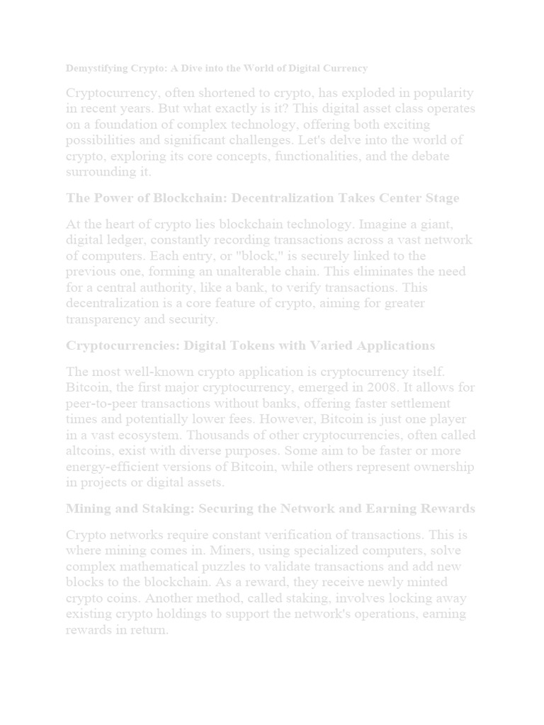 Understanding Cryptocurrency Basics | PDF