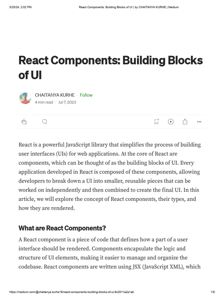 React Components - Building Blocks of UI - by CHAITANYA KURHE - Medium ... React Components - Building Blocks of UI - by CHAITANYA KURHE - Medium ...