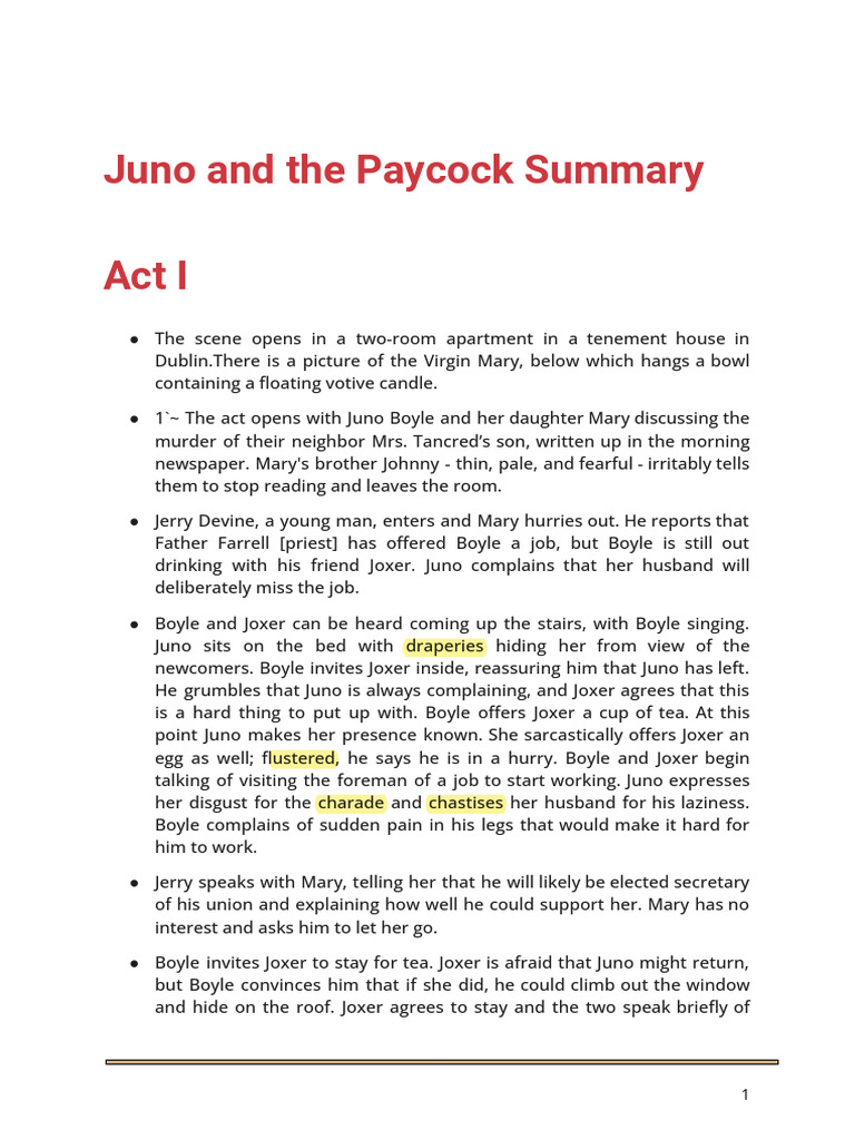 Juno and Paycock | PDF | Mystery, Thriller & Crime Fiction