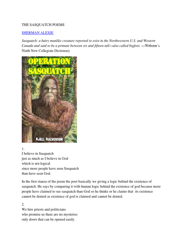 The Sasquatch Poems | PDF | Bigfoot | Native Americans In The United States