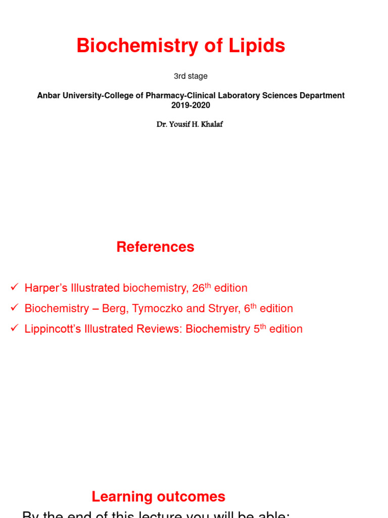 Biochemistry of Lipids: Anbar University-College of Pharmacy-Clinical ...