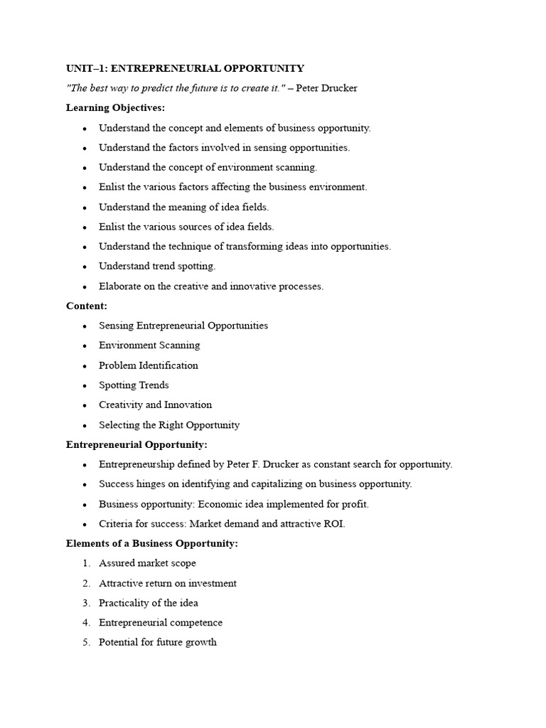 CH-1 Entreprenuership Bullet Point Notes Class 12 | PDF ...