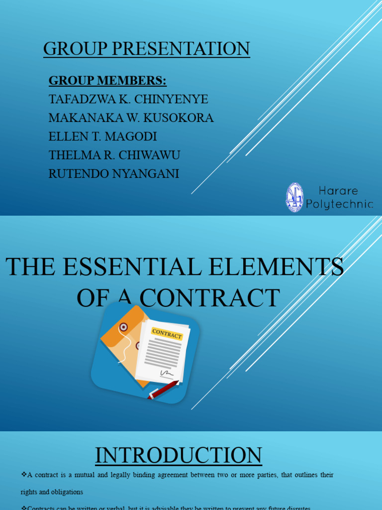The Essential Elements of A Contract | PDF | Offer And Acceptance ...