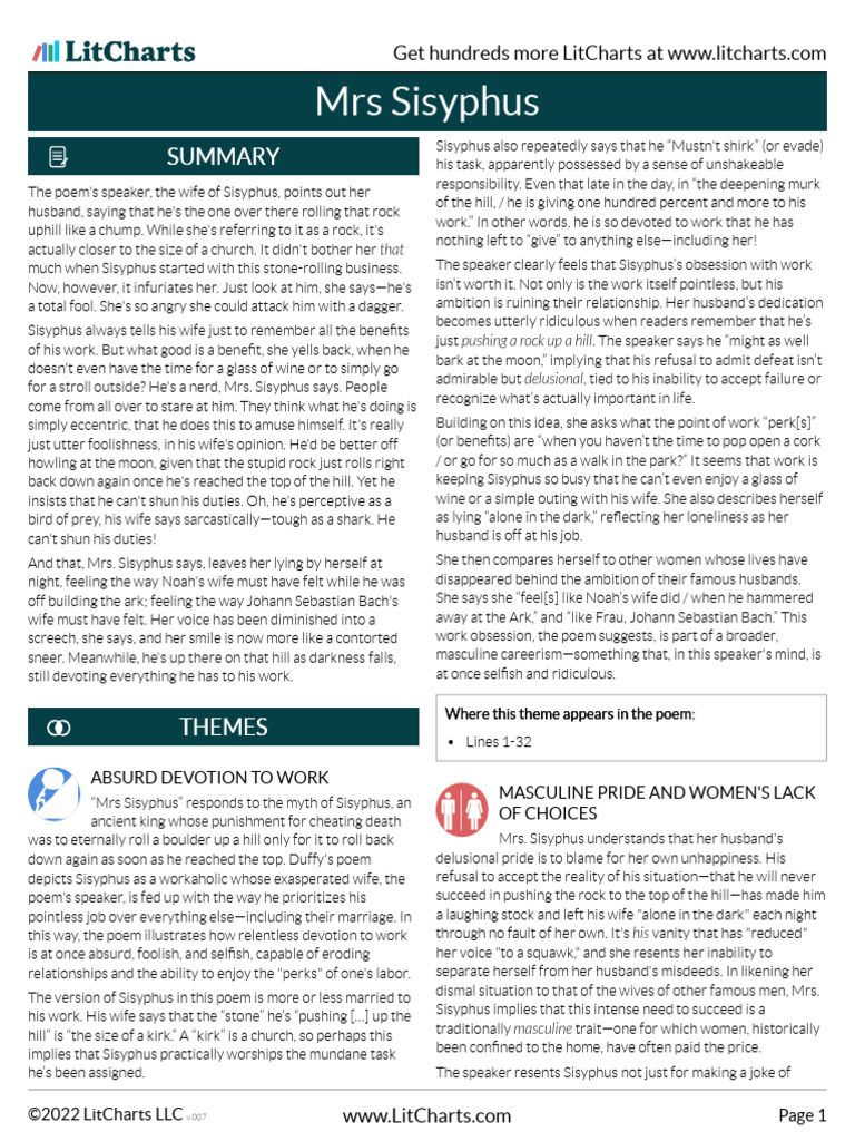 LitCharts Mrs Sisyphus | PDF