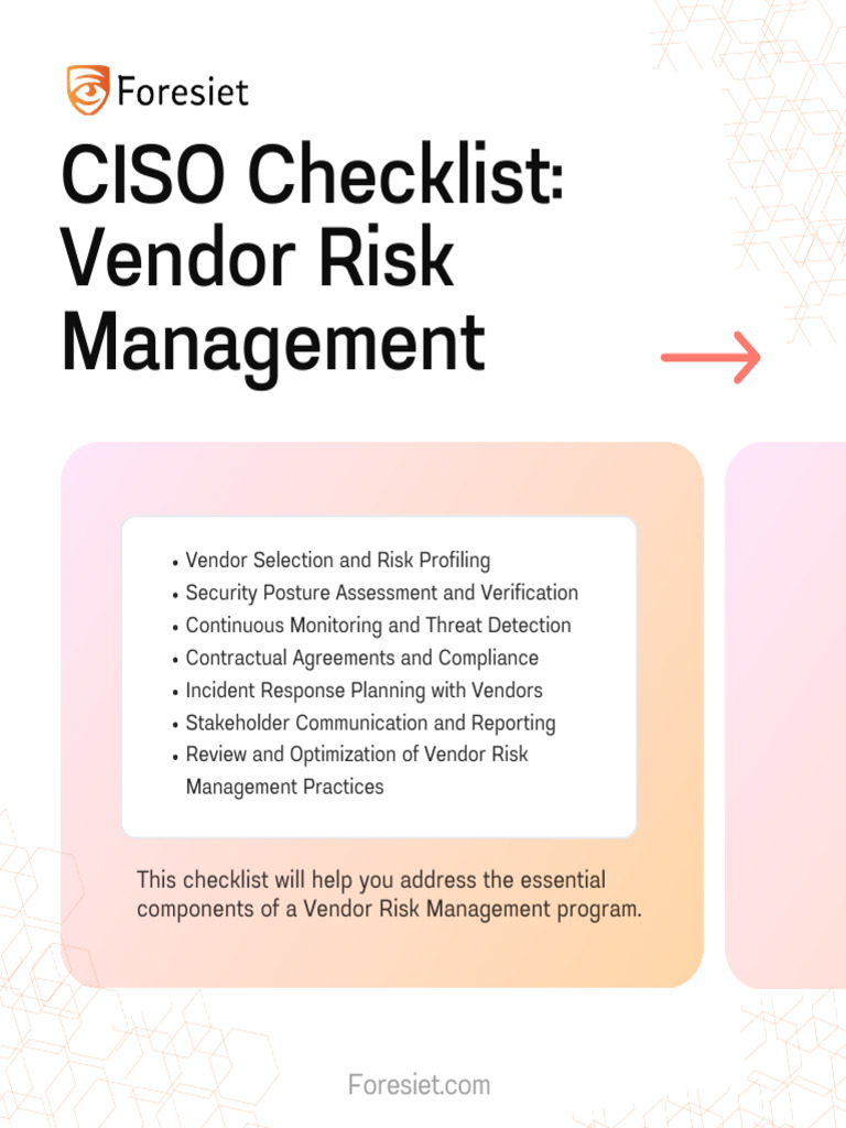 CISO Checklist Vendor | PDF | Computer Security | Security