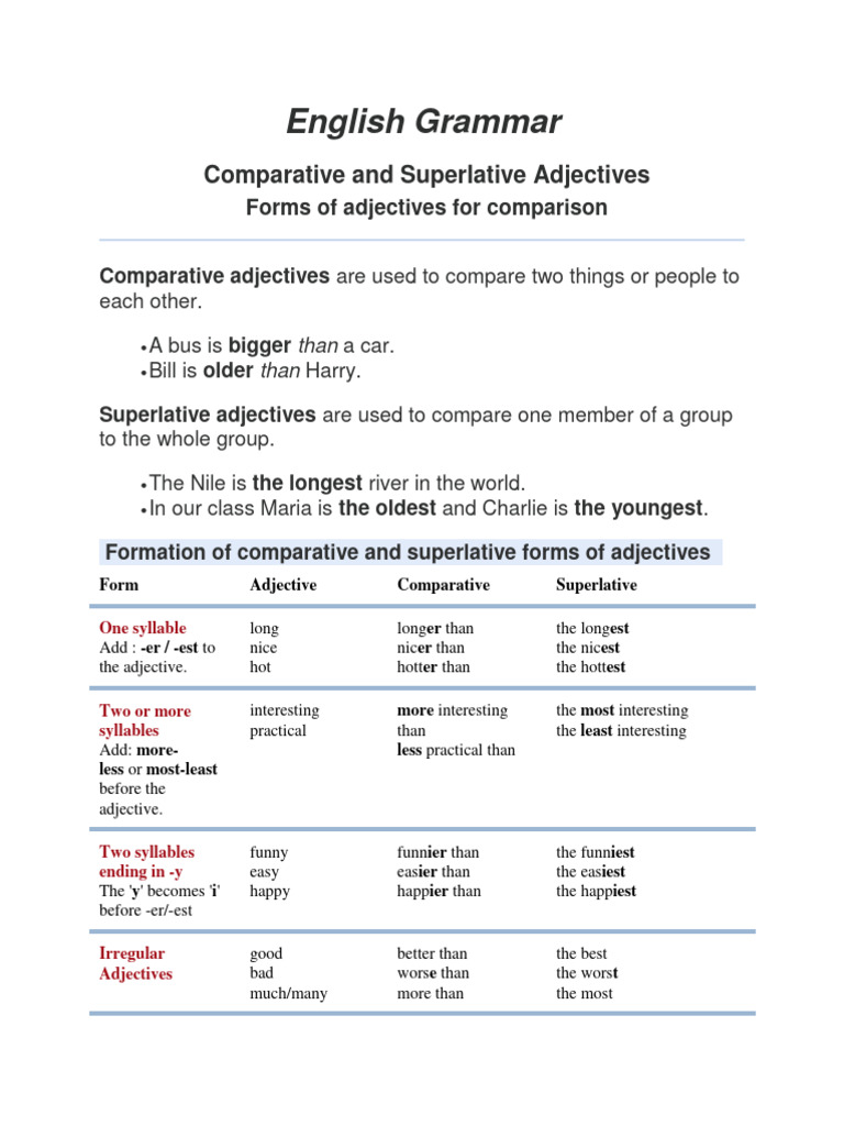English Grammar - Comparatives | PDF | Adjective | Verb