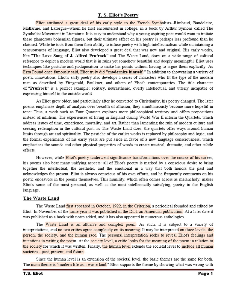 1 Eliot | PDF