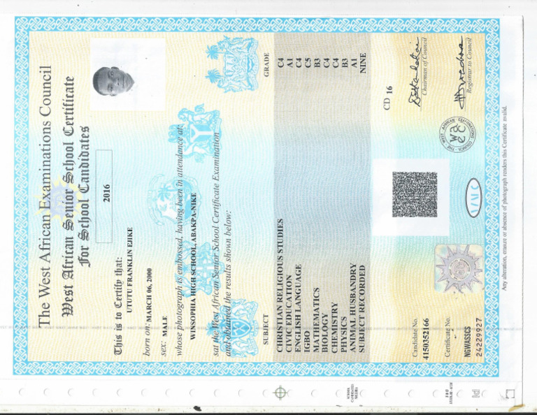 Ututu Waec Cert | PDF