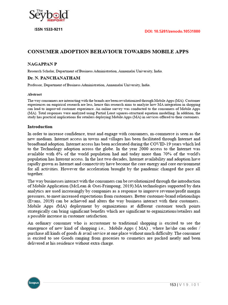 Consumer Adoption Behaviour Towards Mobile Apps Pdf P Value Statistics