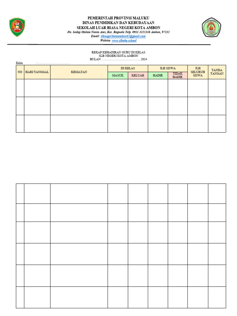 Rekap Kehadiran Guru Di Kelas | PDF