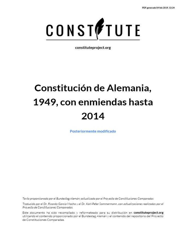 Constitución de Alemania 1949-2014 | PDF | Servicio militar | Justicia