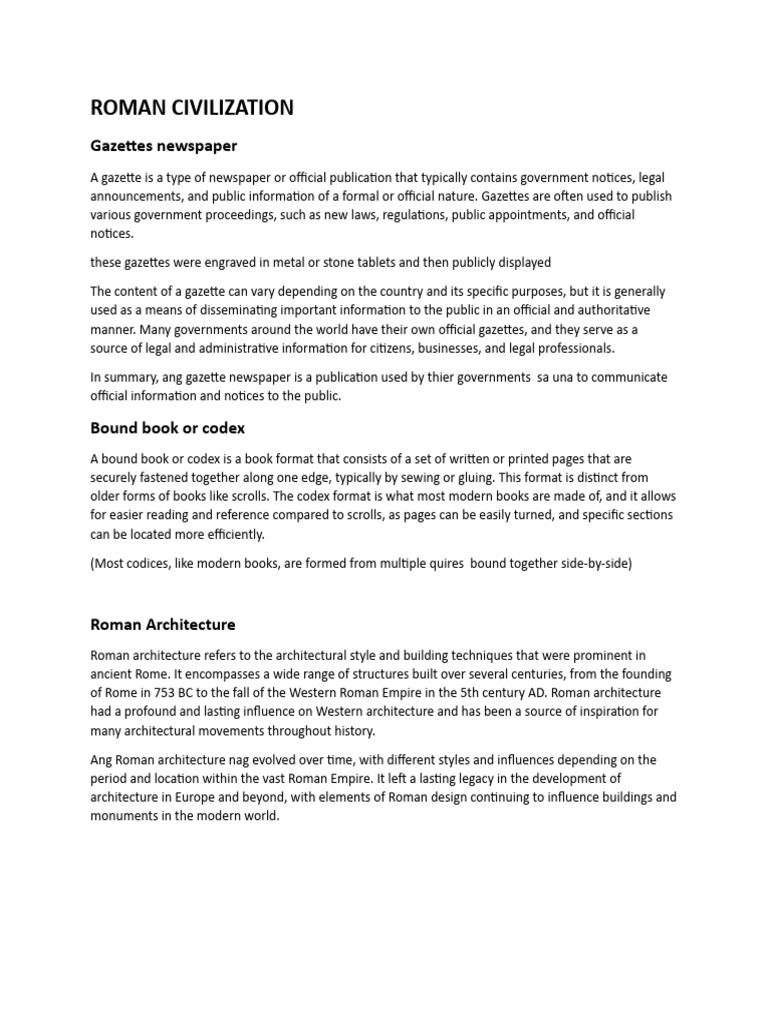 Roman Civilization | PDF | Codex | Books