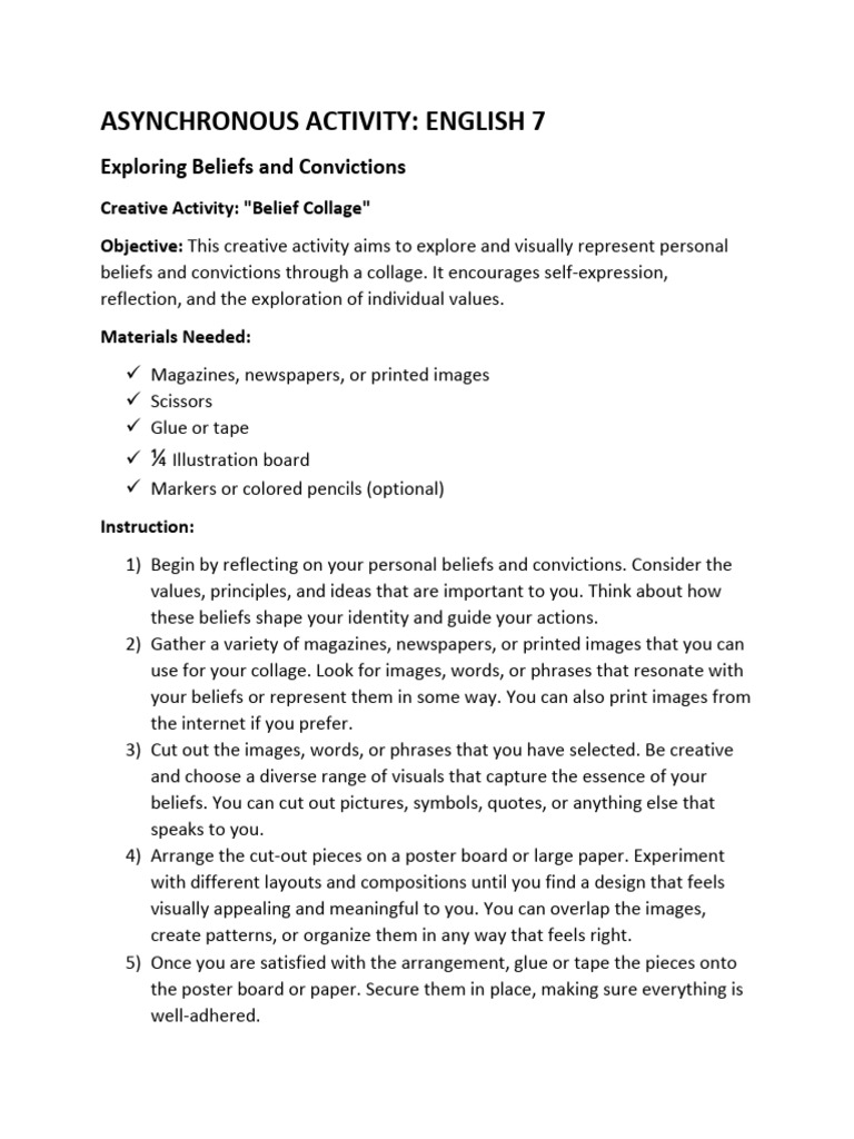 g7 English Asynchronous Belief Conviction | PDF | Collage | Drawing