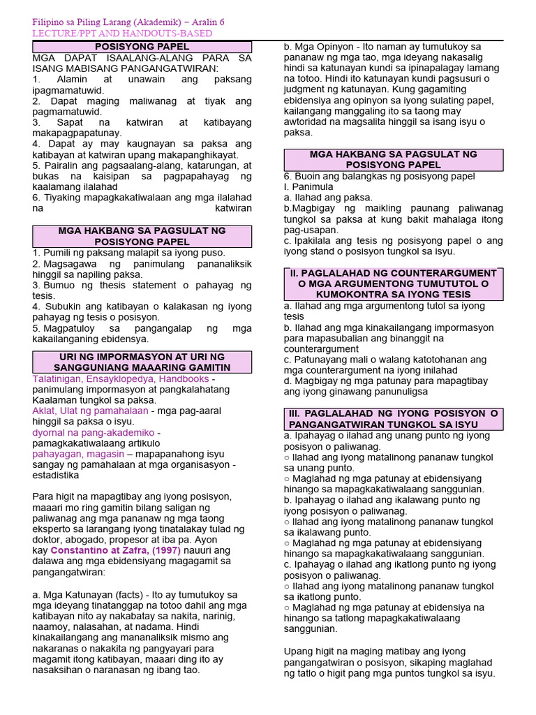 FLP - Posisyong Papel | PDF