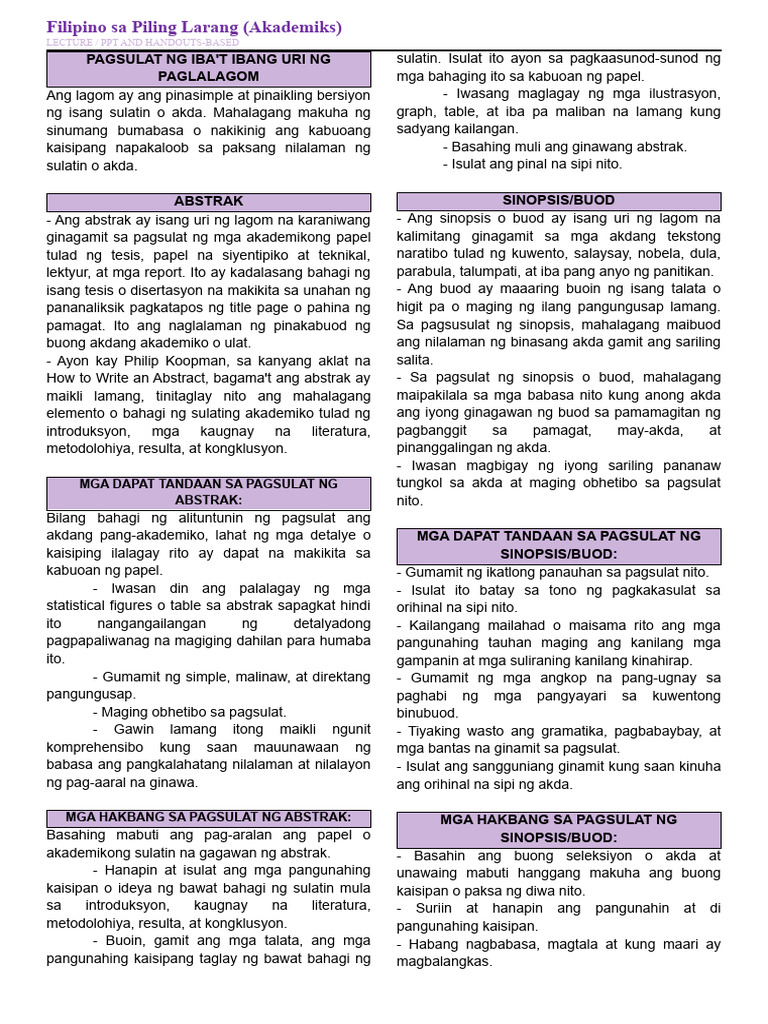 FPL - Abstrak Sinopsis at Bionote | PDF