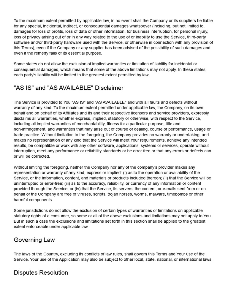 sample-terms-of-service-template-6 | PDF | Implied Warranty | Damages