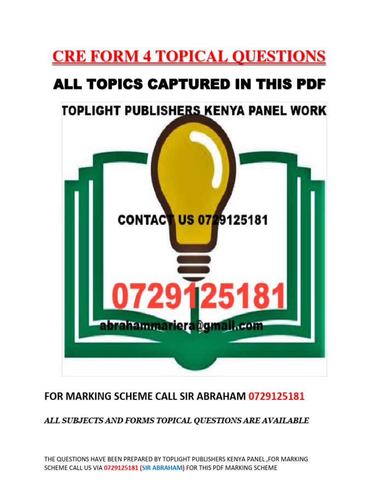 CRE Form 4 Topical Questions Guide | PDF | Christian Ethics | Substance ...
