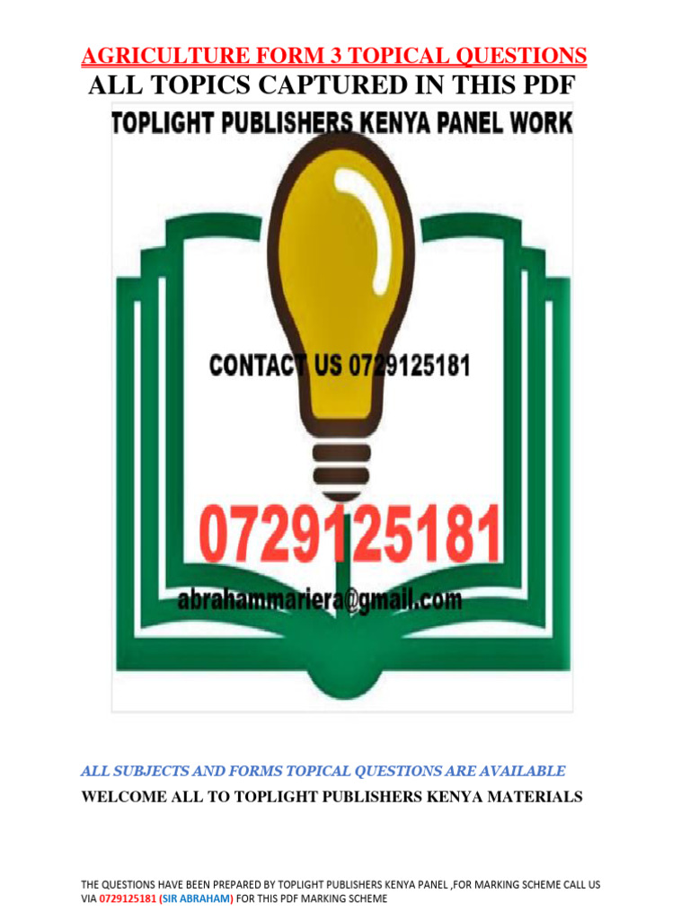 Agriculture Form 3 Topical Questions | PDF | Cattle | Pest (Organism)