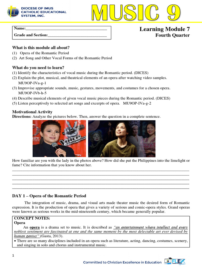 Music 9 Module 7 | PDF | Opera | Songs