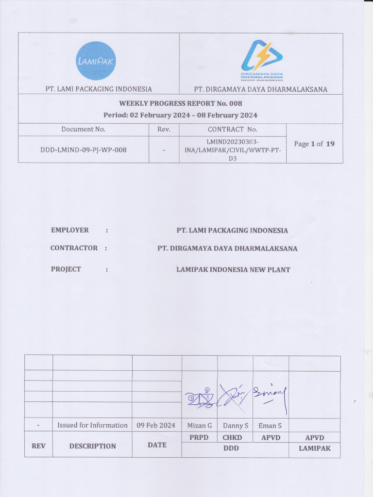 Ddd-Lmind-09-Pj-Wp-008 Weekly Progress Report 2 Feb 2024 - 8 Feb 2024 | PDF | Plumbing | Sewage ...