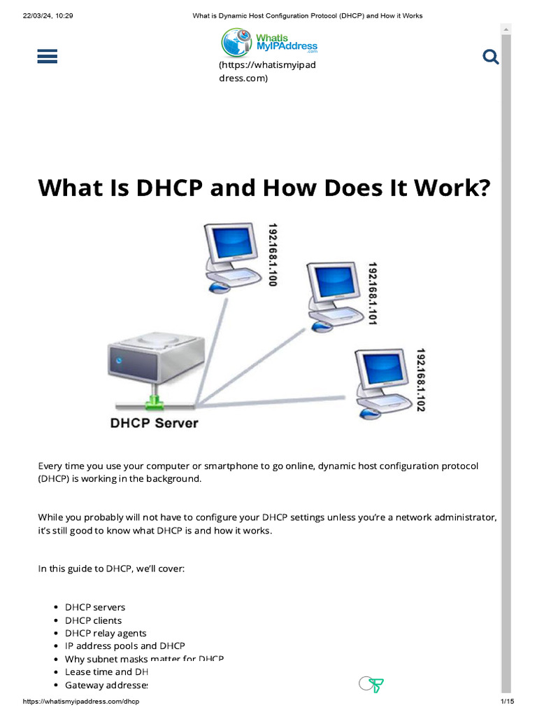 What Is Dynamic Host Configuration Protocol Dhcp And How It Works Pdf Ip Address