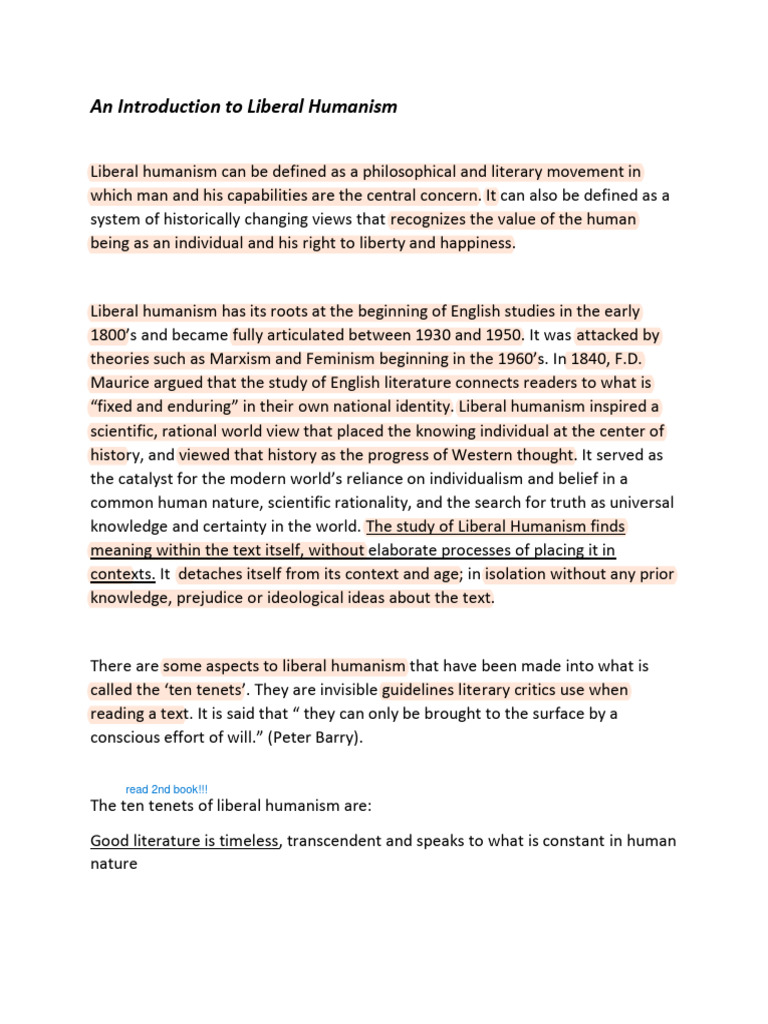 1 Liberal Humanism | PDF | Liberalism | Humanism