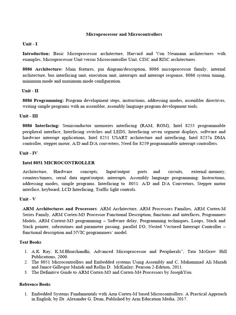 MPMC Syllabus | PDF | Central Processing Unit | Microcontroller