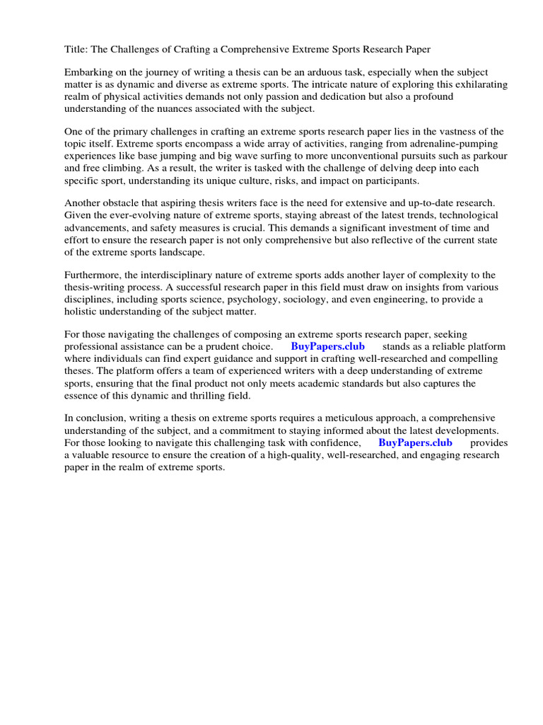 Extreme Sports Research Paper | PDF | Sports | Essays