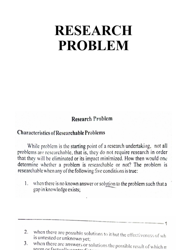 Research Problem | PDF | Methodology | Science