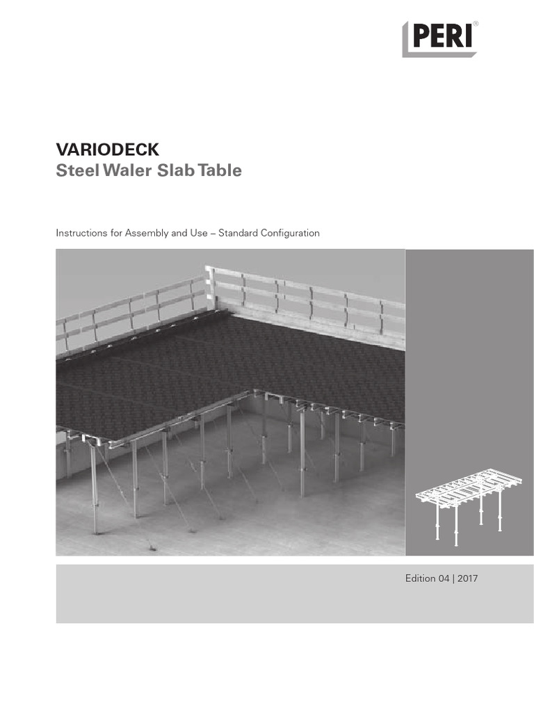 Variodeck Steel Waler Slab Table Instructions For Assembly and Use ...