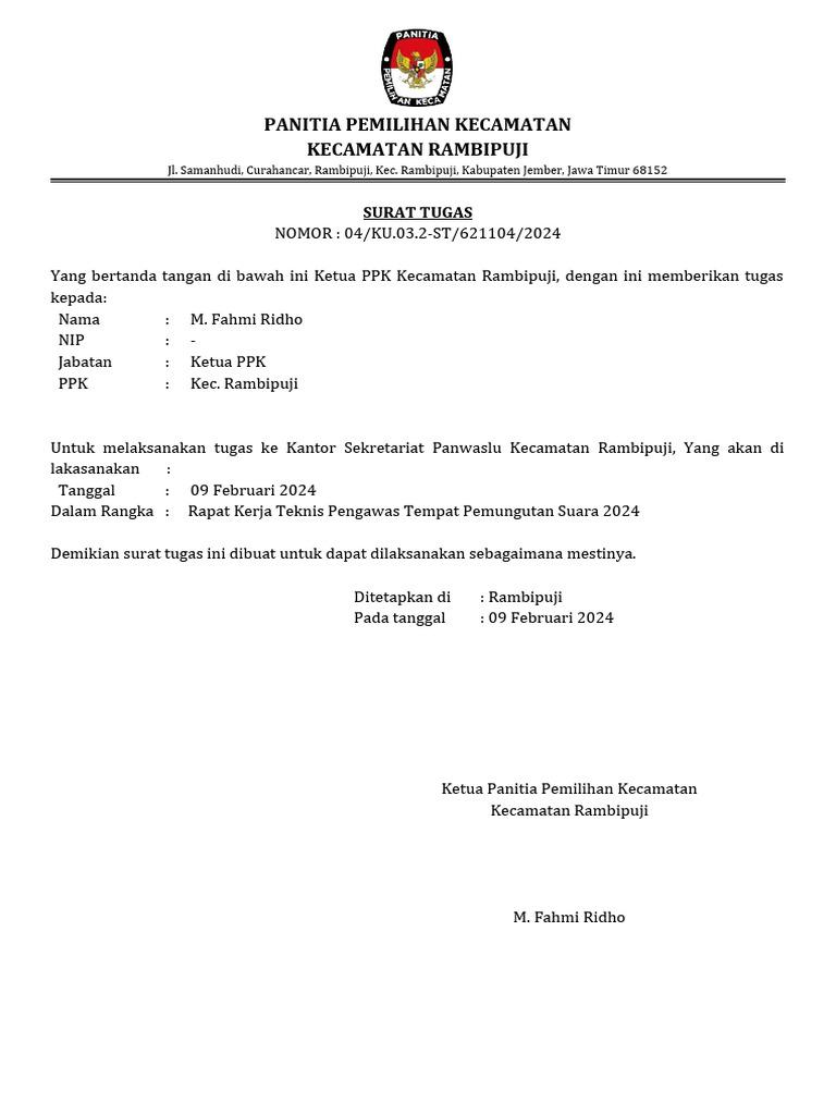 Surat Tugas PPK | PDF
