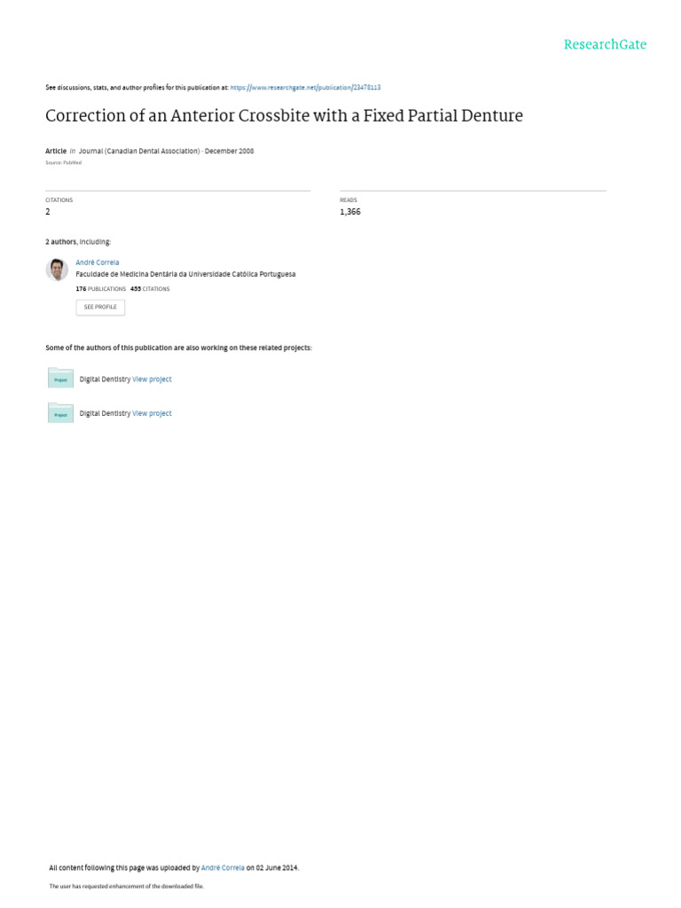 Correction of An Anterior Crossbite With A Fixed Prosth-Discussion ...