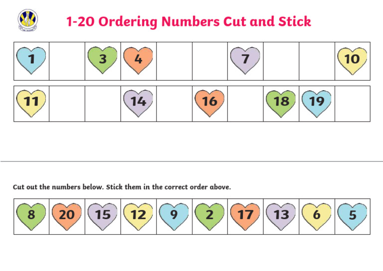 Missing Numbers Cut and Stick Worksheet | PDF