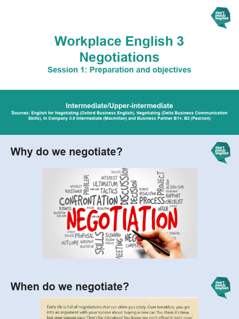 Workplace English 3 Negotiations Session 1 | PDF | Negotiation ...
