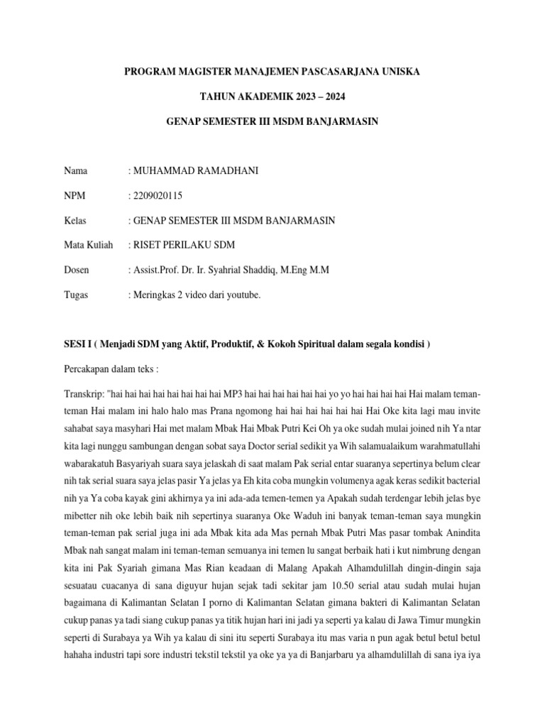 Muhammad Ramadhani 2209020115 (RSPDM - Meringkas) | PDF