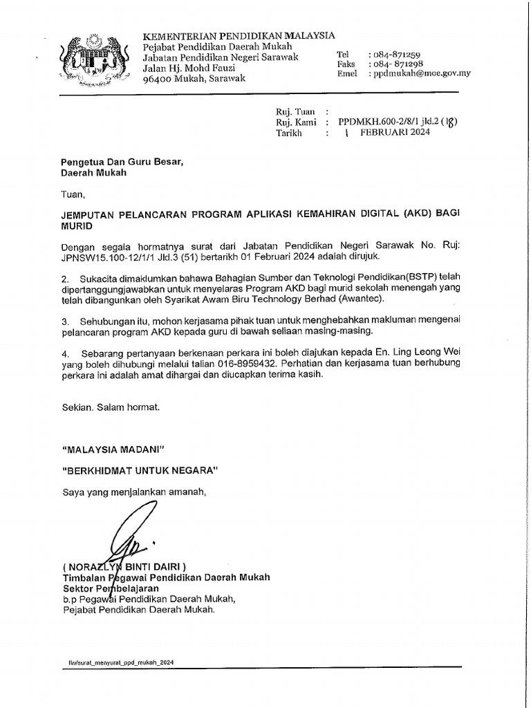 Surat Iringan Program Akd | PDF