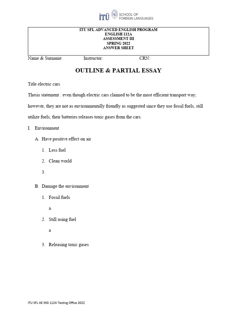 ING 112A 2022 Spring Assessment III ANSWER Sheet Kopyası | PDF