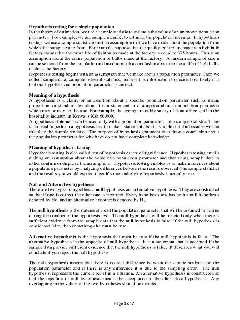 Hypothesis Testing I - 240309 - 153200 | Download Free PDF ...