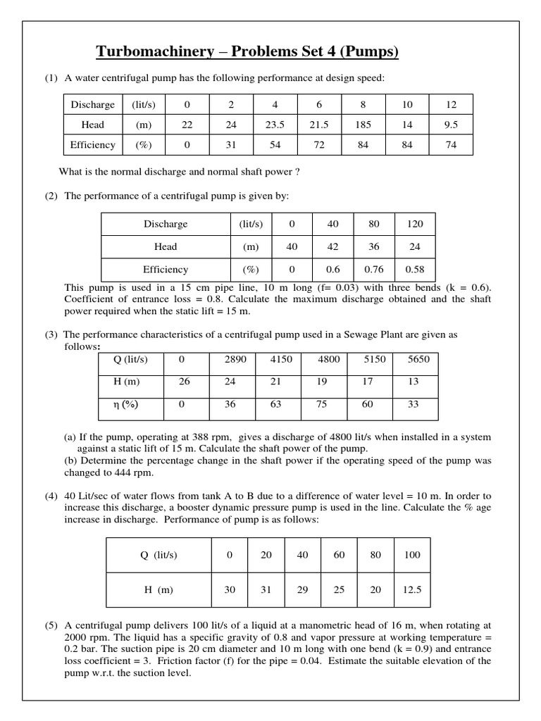Sheet #4 Update | Download Free PDF | Pump | Mechanical Engineering