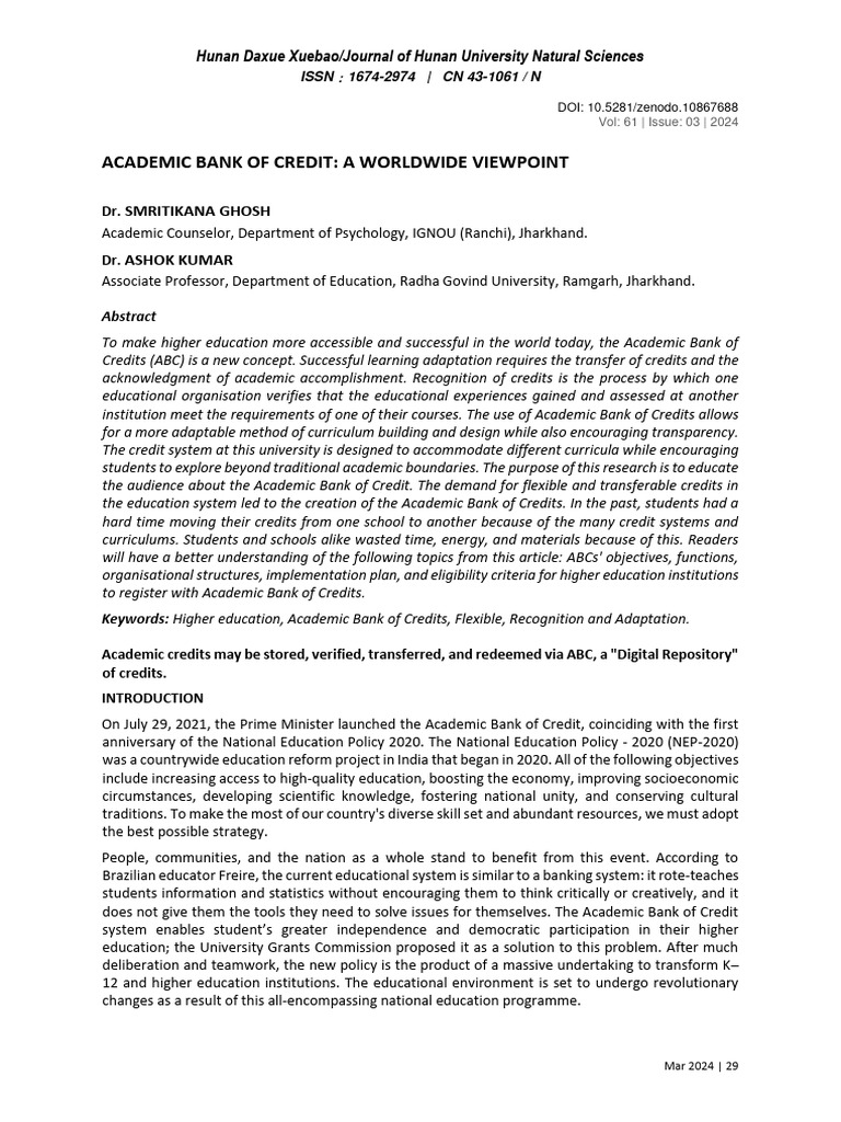 Academic Bank of Credit Overview | PDF | Academic Degree | Curriculum